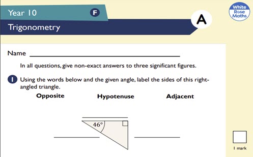 Identifying trig ratios