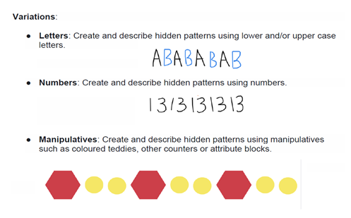 Repeating and growing patterns: Foundation: Planning tool
