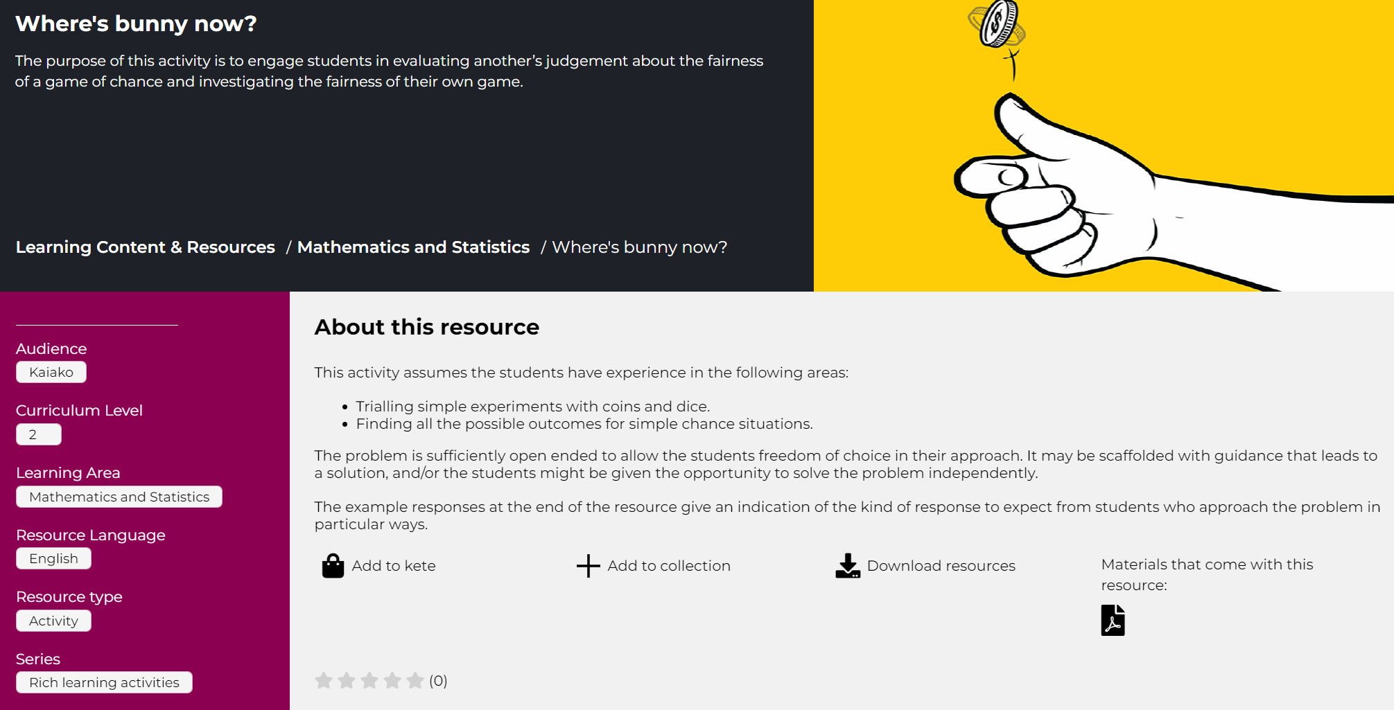 Conduct chance experiments : Year 3: Planning tool