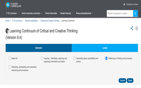 Learning Continuum of Critical and Creative Thinking