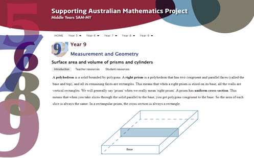Volume and surface area: prisms: Year 9: Planning tool