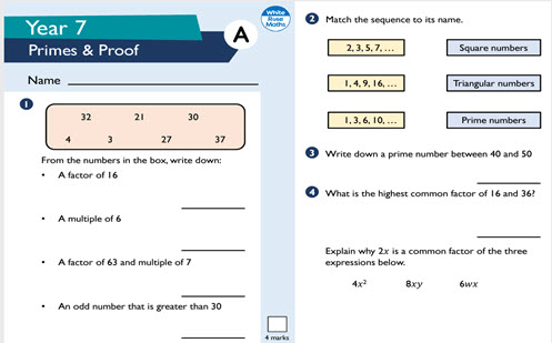 Factors and multiples: Year 7: Planning tool