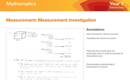 Mathematics Year 7 work sample portfolio – ACARA