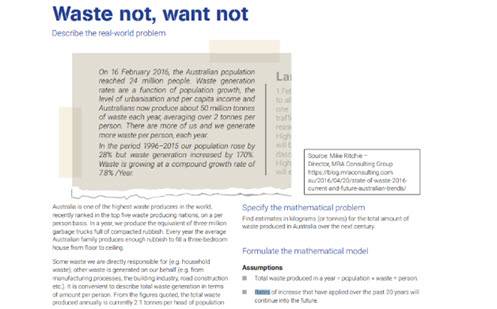 Mathematical modelling (Algebra): Year 8 – planning tool