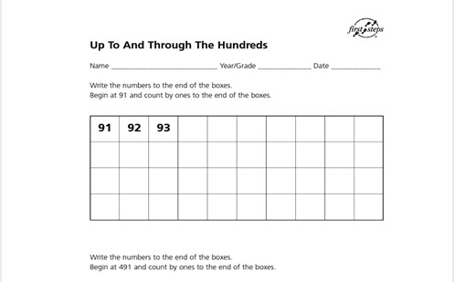 Number sequence: Year 1: Planning tool