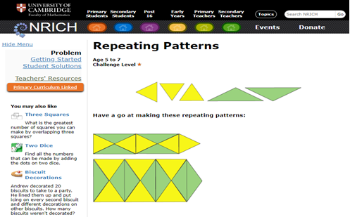 Repeating and growing patterns: Foundation: Planning tool