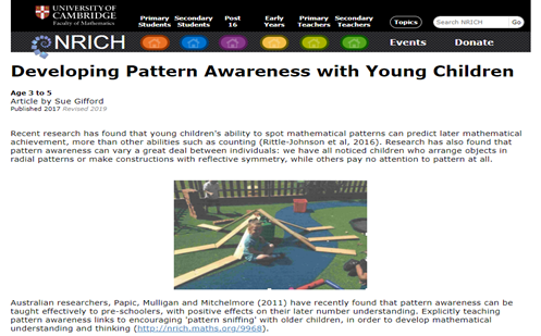 Repeating and growing patterns: Foundation: Planning tool