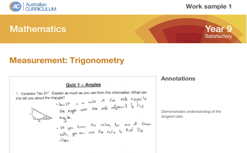 Mathematics Year 9 work sample portfolio – ACARA
