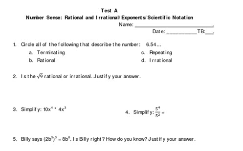 Formative assessment: scientific notation